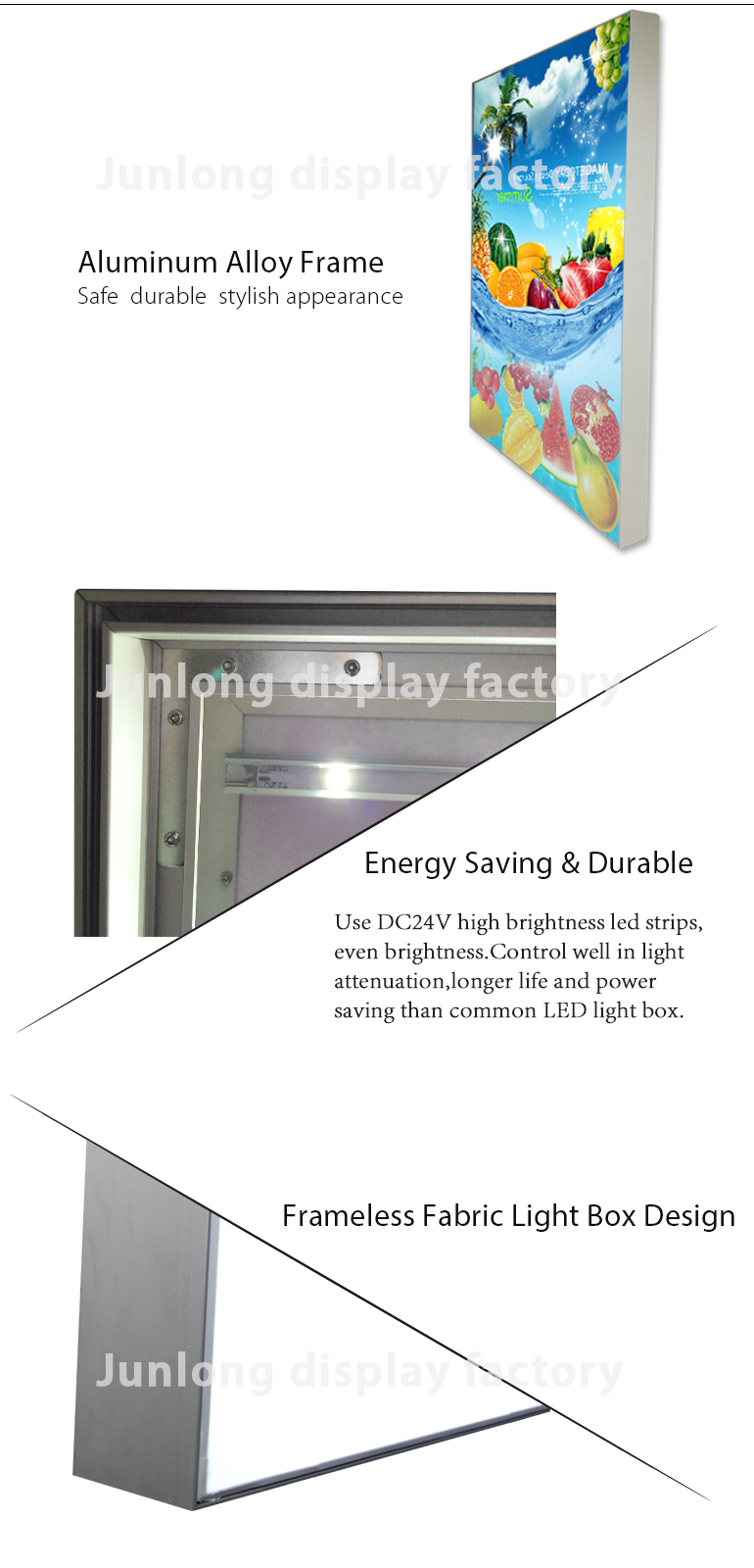 Aluminum snap frame fabric light box - www.junlon.com